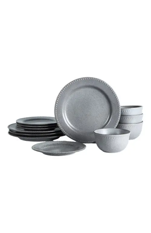 STONE + LAIN Comet Stoneware 12-piece Dinnerware Set - Grey