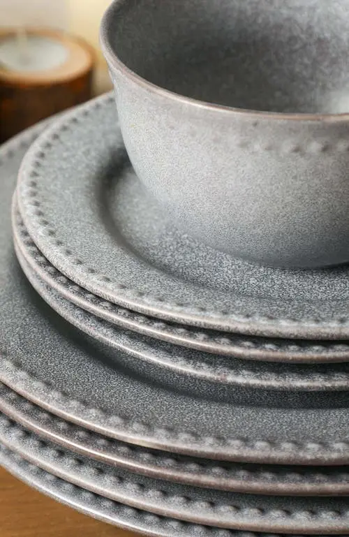 STONE + LAIN Comet Stoneware 12-piece Dinnerware Set - Grey