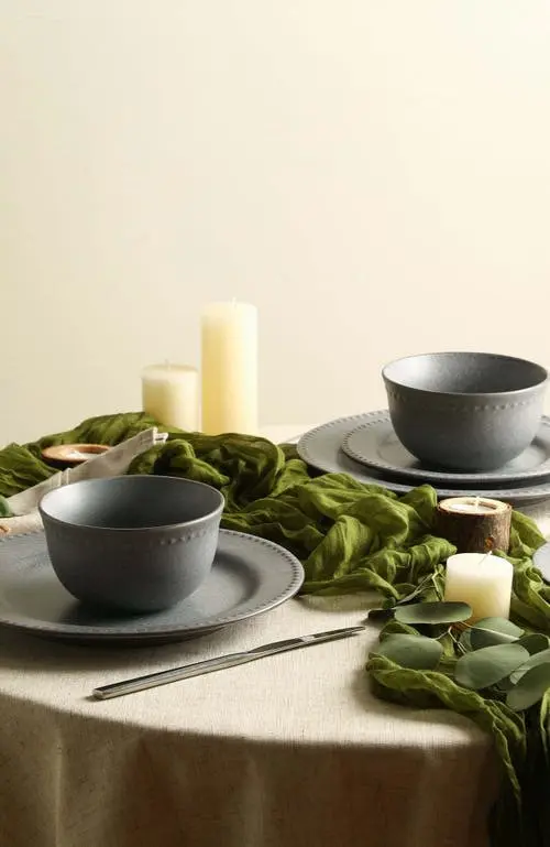 STONE + LAIN Comet Stoneware 12-piece Dinnerware Set - Grey