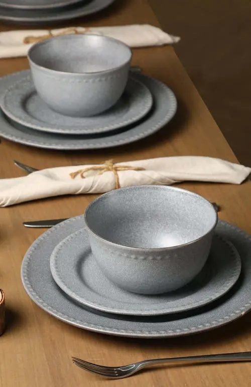 STONE + LAIN Comet Stoneware 12-piece Dinnerware Set - Grey