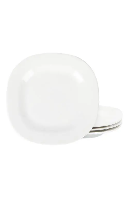 STONE + LAIN Quadro Porcelain 4-piece Salad Plate Set - White