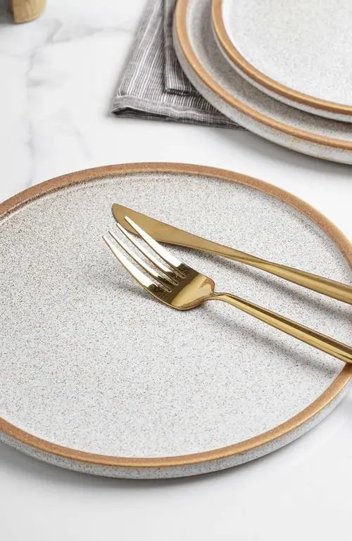 STONE + LAIN Vince Stoneware 4-piece Salad Plate Set - Brown