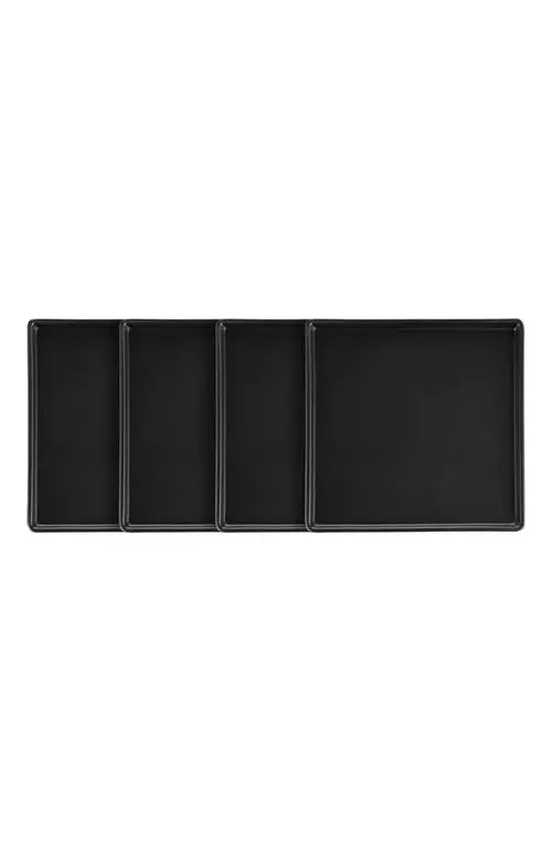 STONE + LAIN Grace Stoneware 4-piece Salad Plate Set - Black Matte