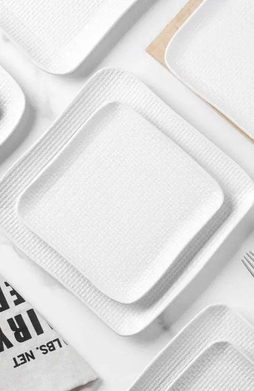 STONE + LAIN Olivia Stoneware 4-piece Salad Plate Set - White