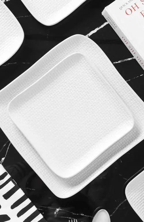 STONE + LAIN Olivia Stoneware 4-piece Salad Plate Set - White