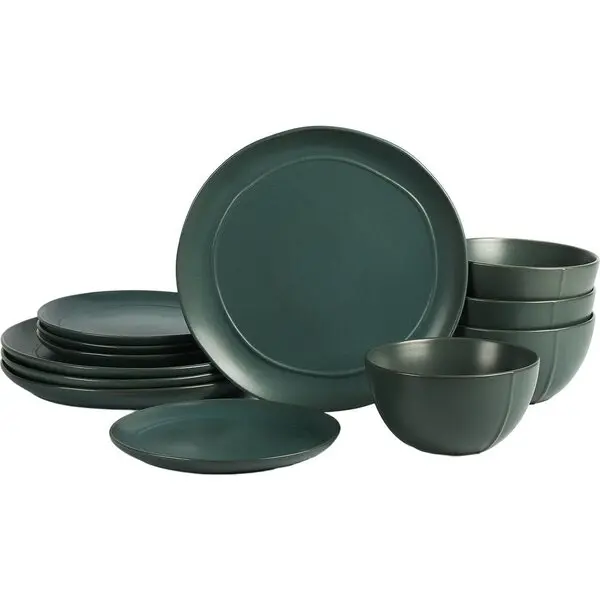 STONE + LAIN Infinity Stoneware 12-piece Dinnerware Set - Green