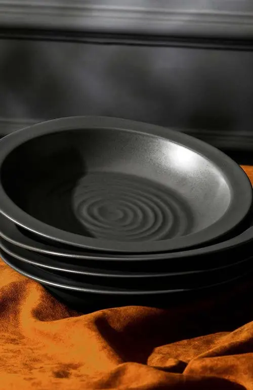STONE + LAIN Orbit Stoneware 4-piece Pasta Bowl Set - Charcoal