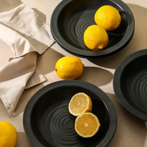 STONE + LAIN Orbit Stoneware 4-piece Pasta Bowl Set - Charcoal