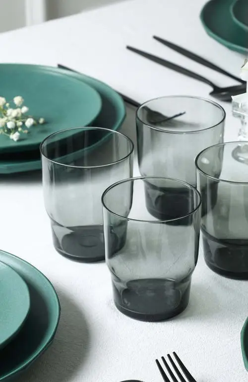 STONE + LAIN Rio Stoneware 16-piece Dinnerware Set With Glasses - Green
