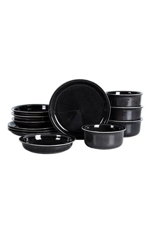 STONE + LAIN Slate Stoneware 12-piece Dinnerware Set - Black