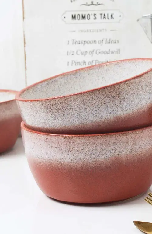 STONE + LAIN Vince Stoneware 4-piece Bowl Set - Red