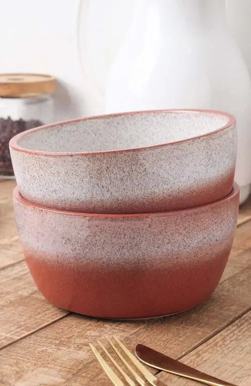 STONE + LAIN Vince Stoneware 4-piece Bowl Set - Red