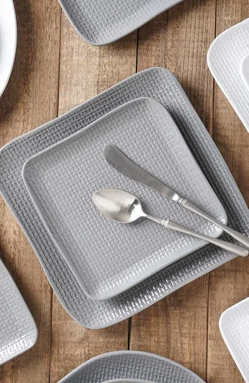 STONE + LAIN Olivia Stoneware 4-piece Salad Plate Set - Gray
