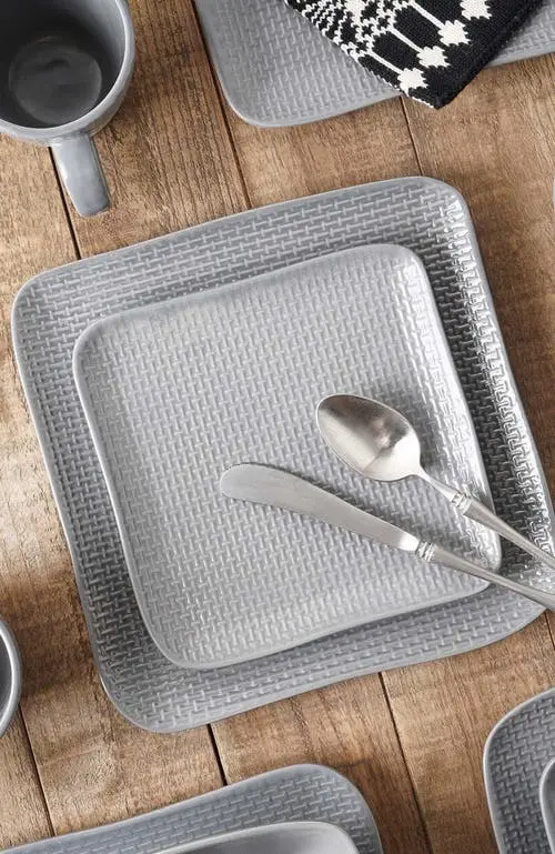 STONE + LAIN Olivia Stoneware 4-piece Salad Plate Set - Gray