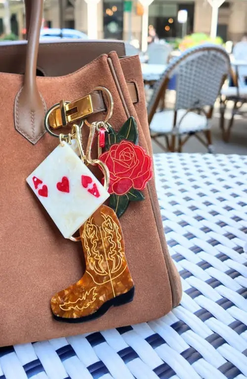 SOLAR ECLIPSE Hand-painted Cowboy Boot Bag Charm - Brown