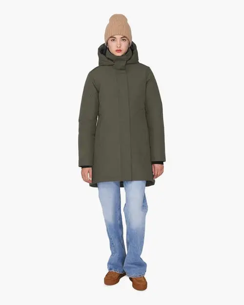 QUARTZ CO. Genia Hooded Down Winter Jacket - Olive