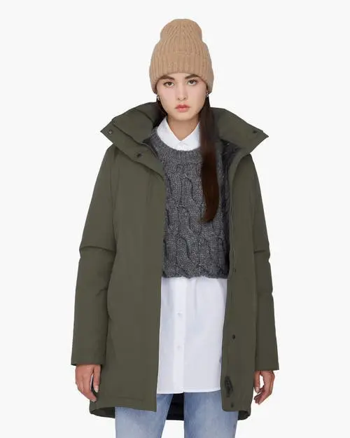QUARTZ CO. Genia Hooded Down Winter Jacket - Olive