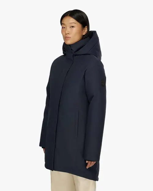 QUARTZ CO. Genia Hooded Down Winter Jacket - True Navy