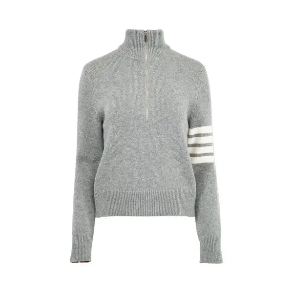 Thom Browne 4 Bar Half Zip Pullover - Grey