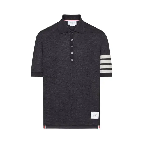 Thom Browne 4-bar Wool Jersey Polo - Grey