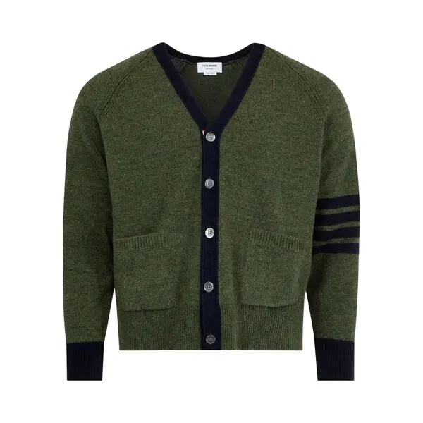 Thom Browne Relaxed V-neck 4-bar Cardigan