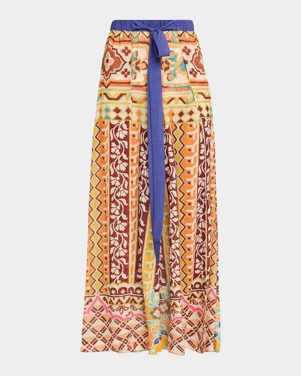 Etro Printed Satin Jacquard Wide-leg Beach Pants