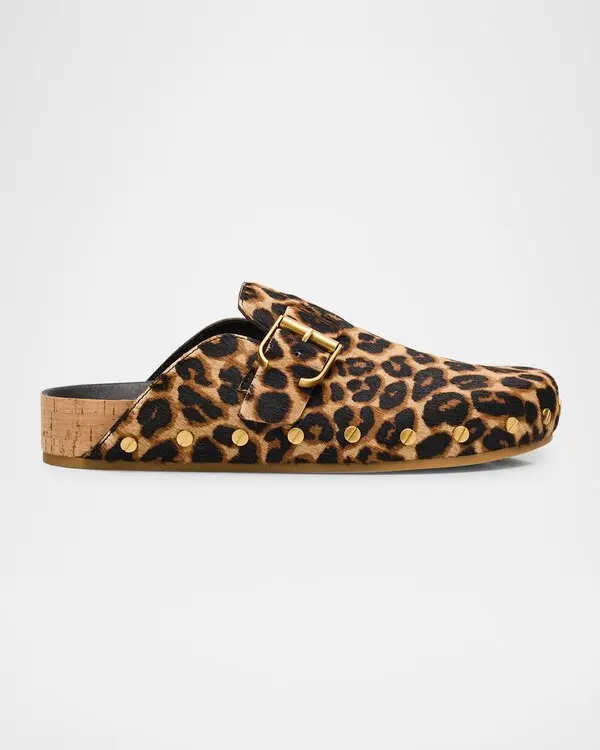 Veronica Beard Fern Print Clogs - Leopard