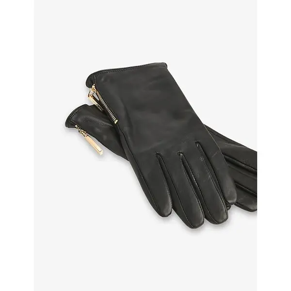 Whistles Zipped Leather Gloves
