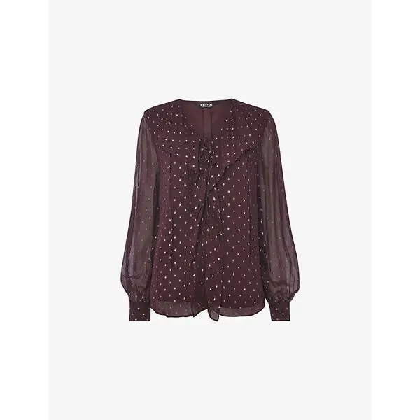 Whistles Metallic Dot-print Woven Blouse