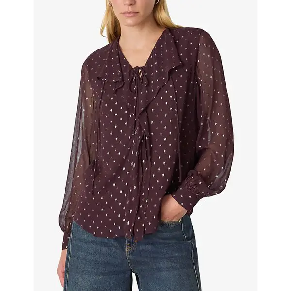 Whistles Metallic Dot-print Woven Blouse