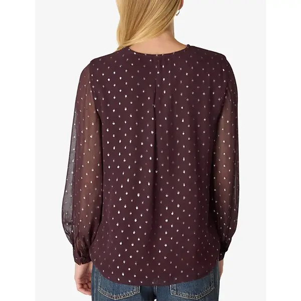 Whistles Metallic Dot-print Woven Blouse