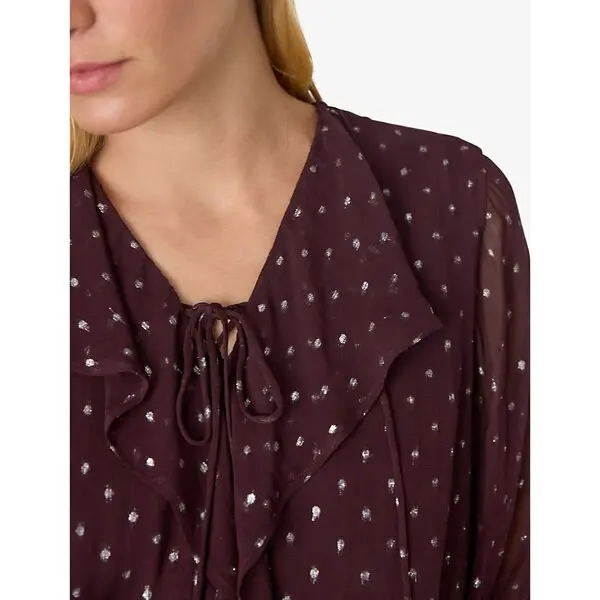 Whistles Metallic Dot-print Woven Blouse