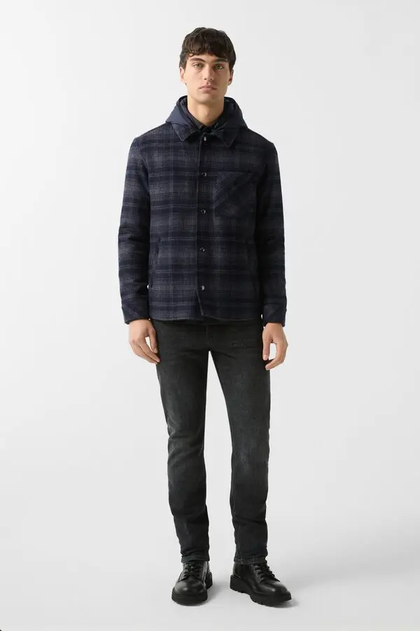 Bogner Flannel Overshirt Larry - Navy Blue/grey