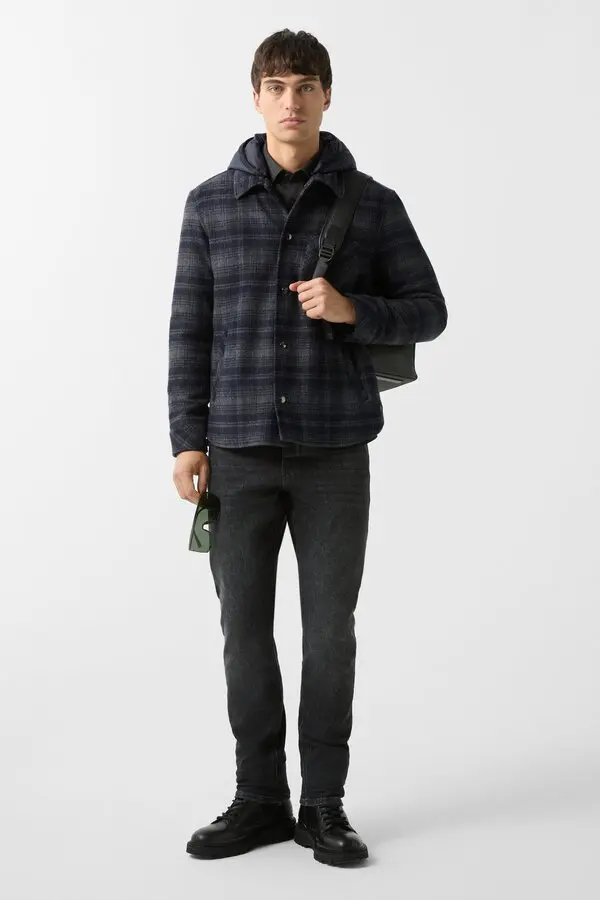 Bogner Flannel Overshirt Larry - Navy Blue/grey