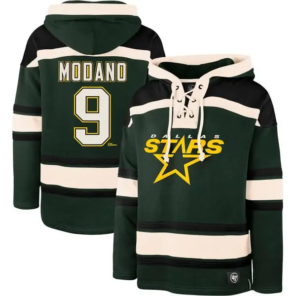 '47 Mike Modano Dallas Stars Retired Player Name & Number Lacer Pullover Hoodie - Green