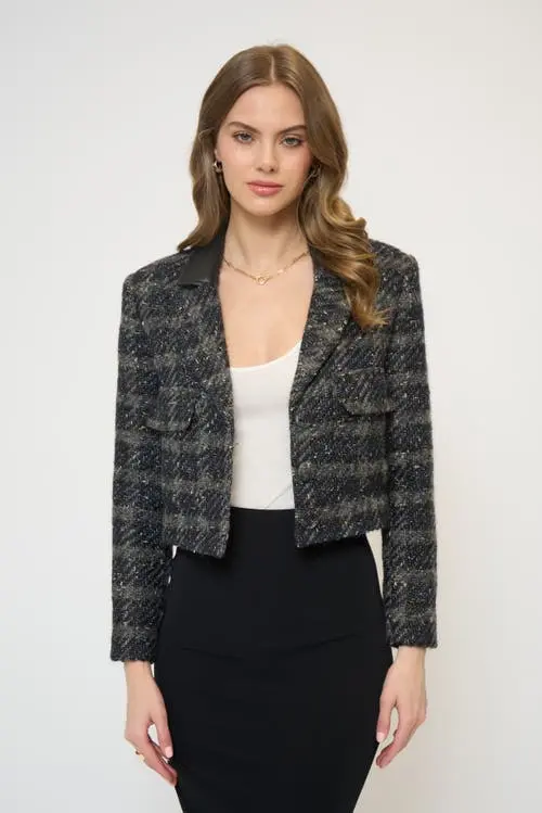 Central Park West Houndstooth Lurex Jacket