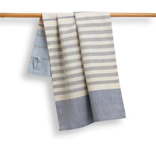 SUSTAINABLE THREADS Verda Handwoven Kitchen Towelsset Of 2 - Blue Cheese