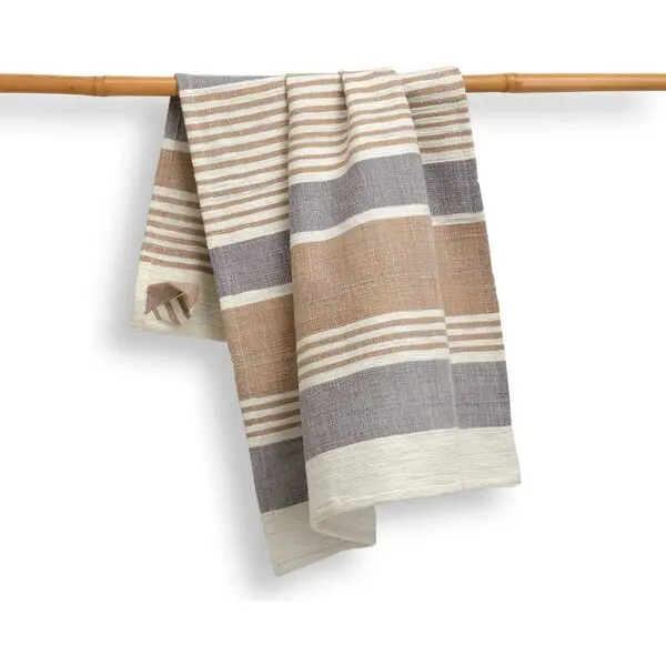 SUSTAINABLE THREADS Elora Handspun & Handwoven Kitchen Towelsset Of 2 - Pebble
