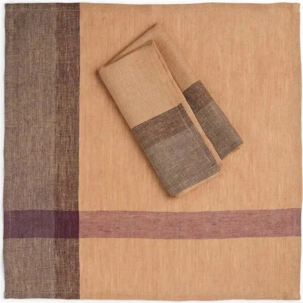 SUSTAINABLE THREADS Hinterland Handwoven Linen Napkinsset Of 2 - Golden Raisin