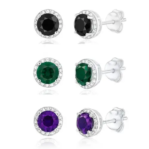 DONATELLO GIAN Sterling Halo Stud Earrings Set