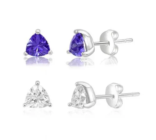 DONATELLO GIAN Sterling Trillion Cut Earrings Set - Silver