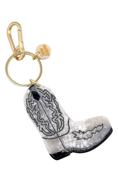 SOLAR ECLIPSE Hand-painted Cowboy Boot Bag Charm - White