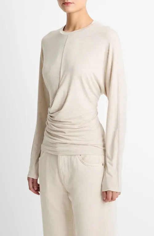 Vince Drape Knit Top - Heather Cream Oat
