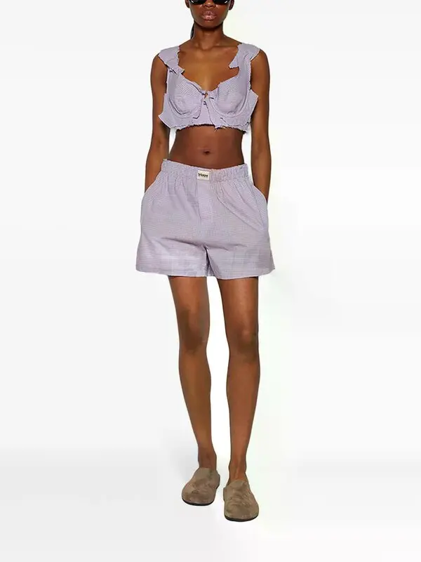 Natasha Zinko Check-print Deconstructed Cotton Bra