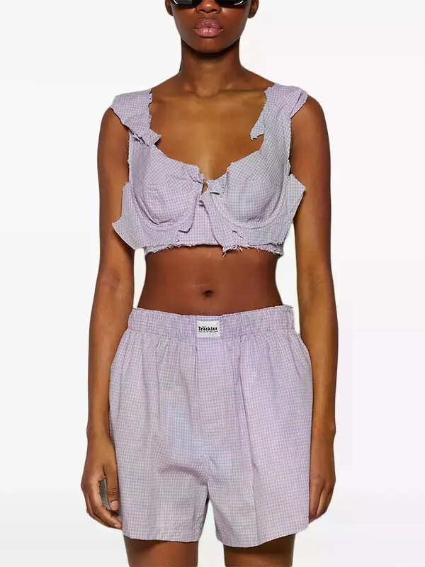 Natasha Zinko Check-print Deconstructed Cotton Bra