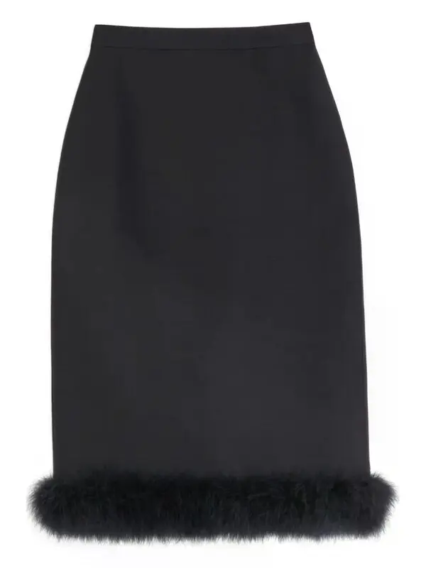 Valentino Garavani Crepe Couture Midi Skirt With Feather Embellishment
