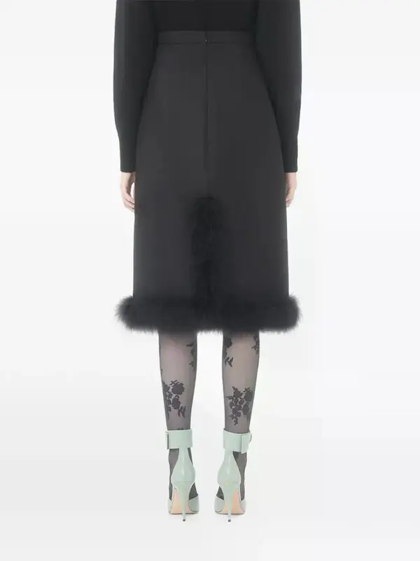 Valentino Garavani Crepe Couture Midi Skirt With Feather Embellishment
