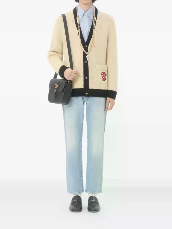 Valentino Garavani Embroidered Wool Cardigan - Neutrals