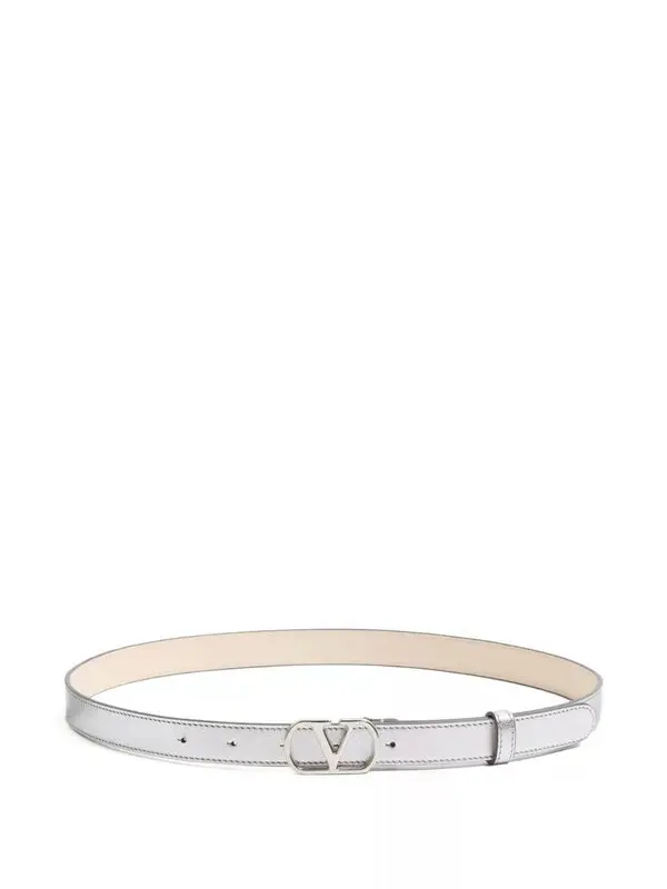 Valentino Garavani V-logo Signature Laminated Belt - Silver