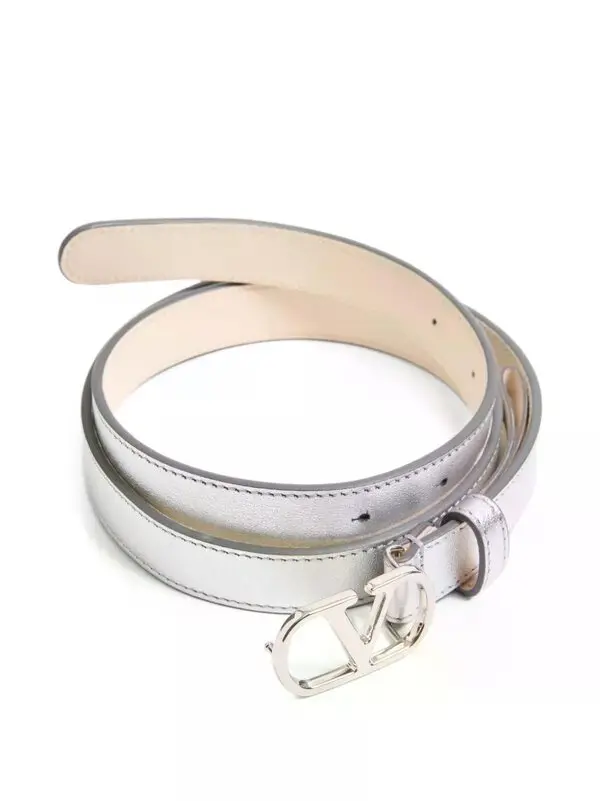 Valentino Garavani V-logo Laminated Belt - Silver